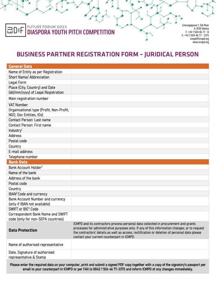 Business partner registration form – EUDiF